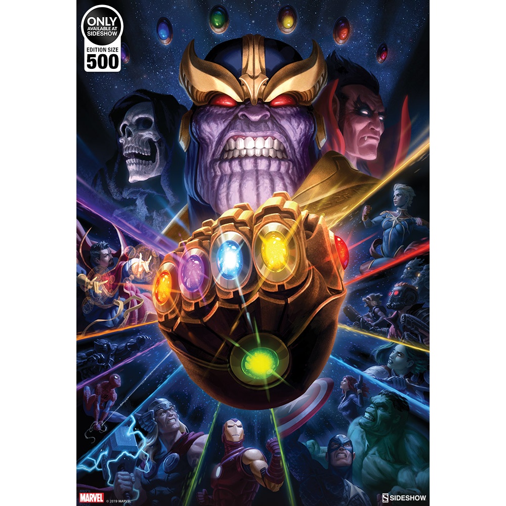 Thanos & Infinity Gauntlet Art Print by Fabian Schlaga - bunker158.com